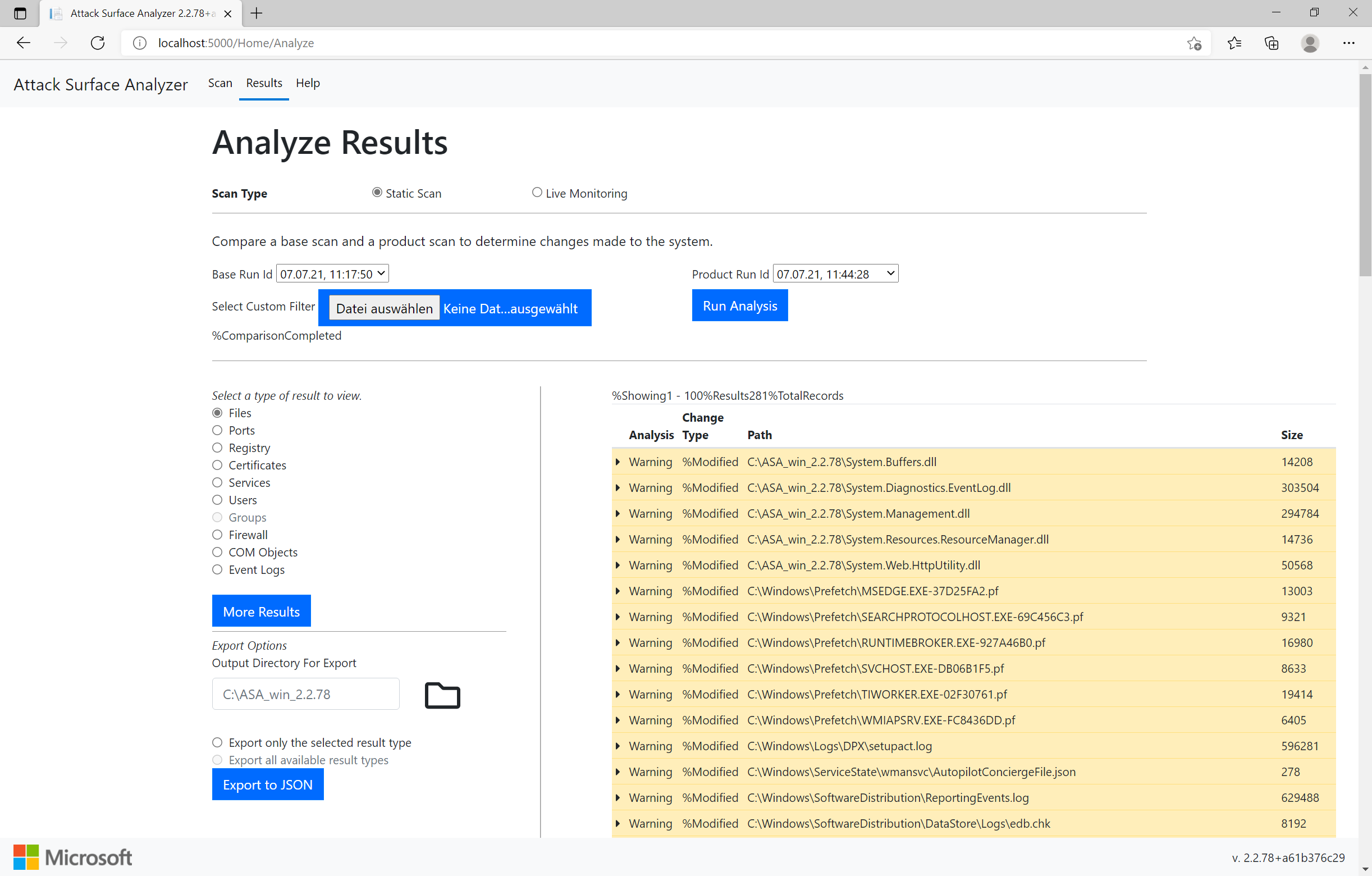 Microsoft Attack Surface Analyzer (ASA) verwenden | Anreiter.at